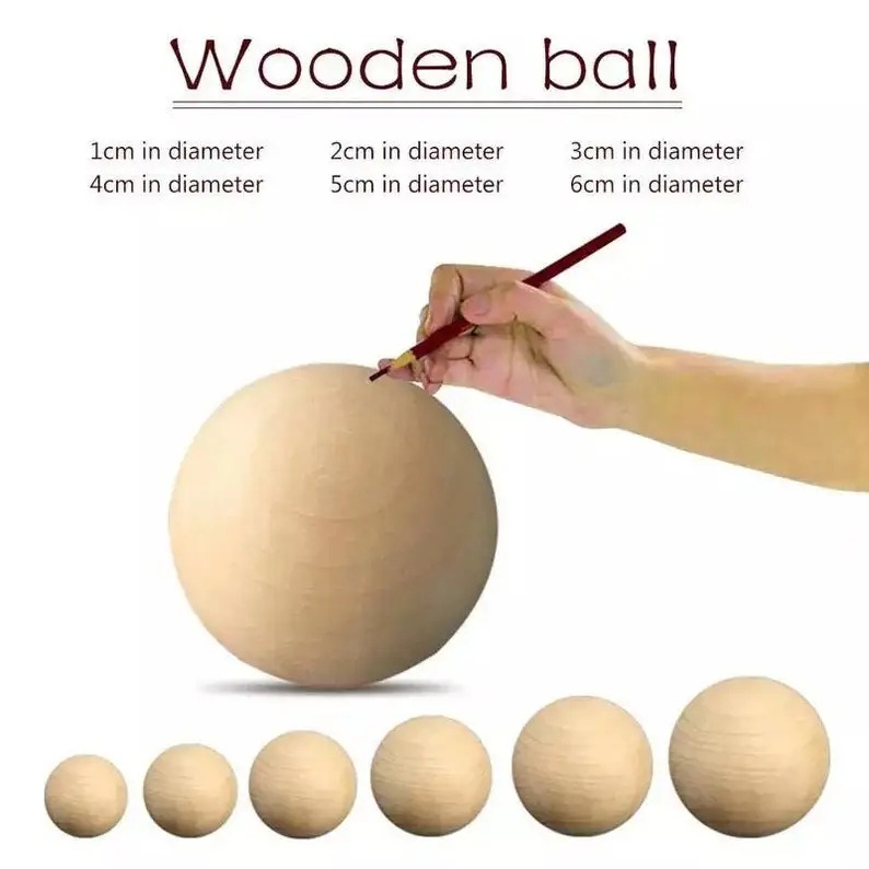 Customized Unfinished Solid Wooden Balls for DIY Crafts