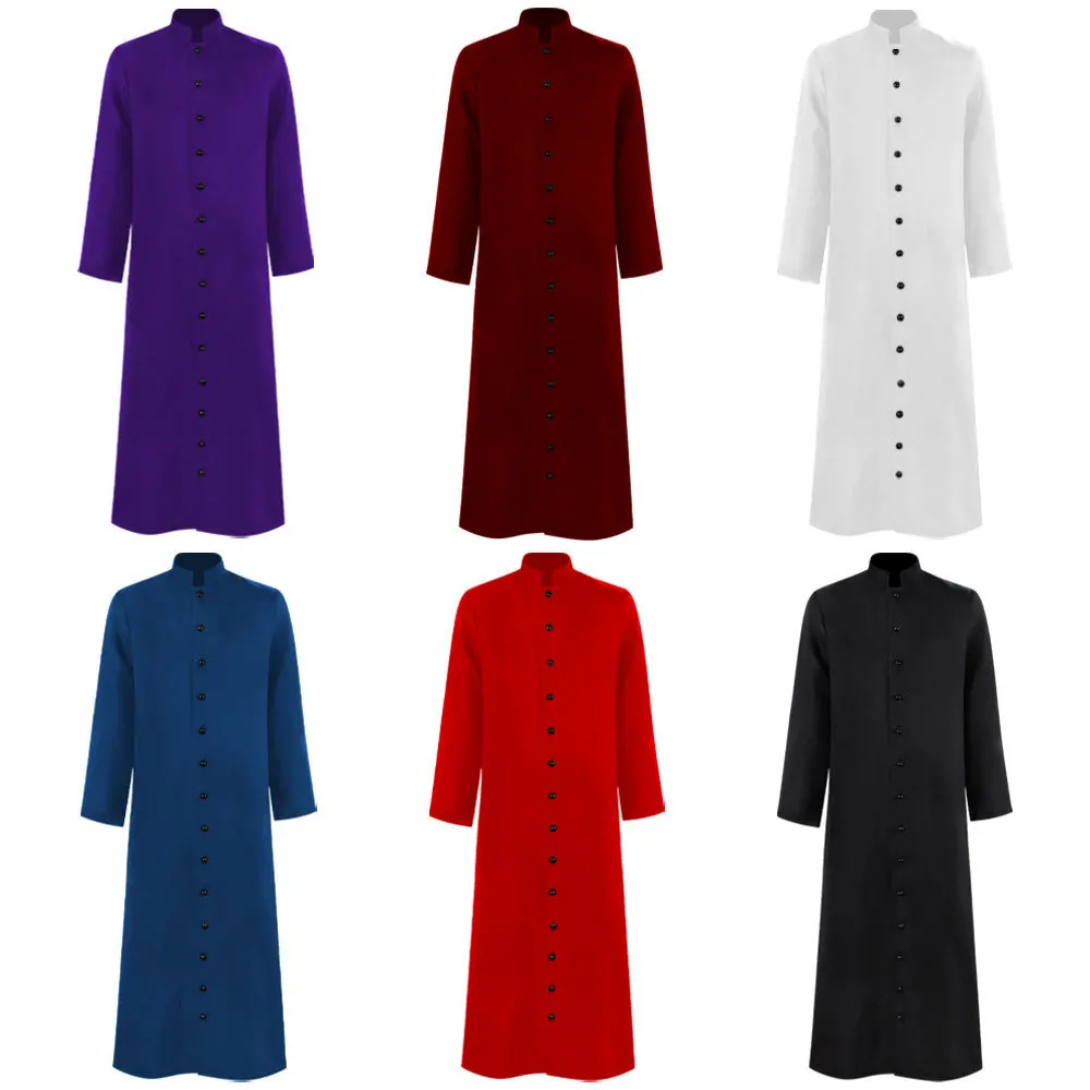 Medieval Church Priest Robe Trench Jacket Cassock Clergy Preacher Men ...
