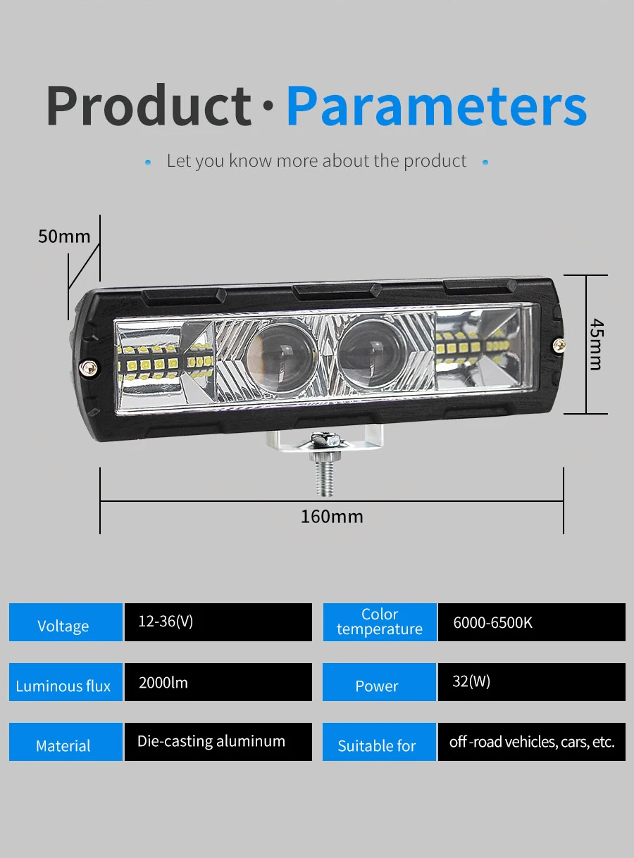 12v 6inch 32w Led Headlight Drl Led Fog/driving Lights Led Work Light ...