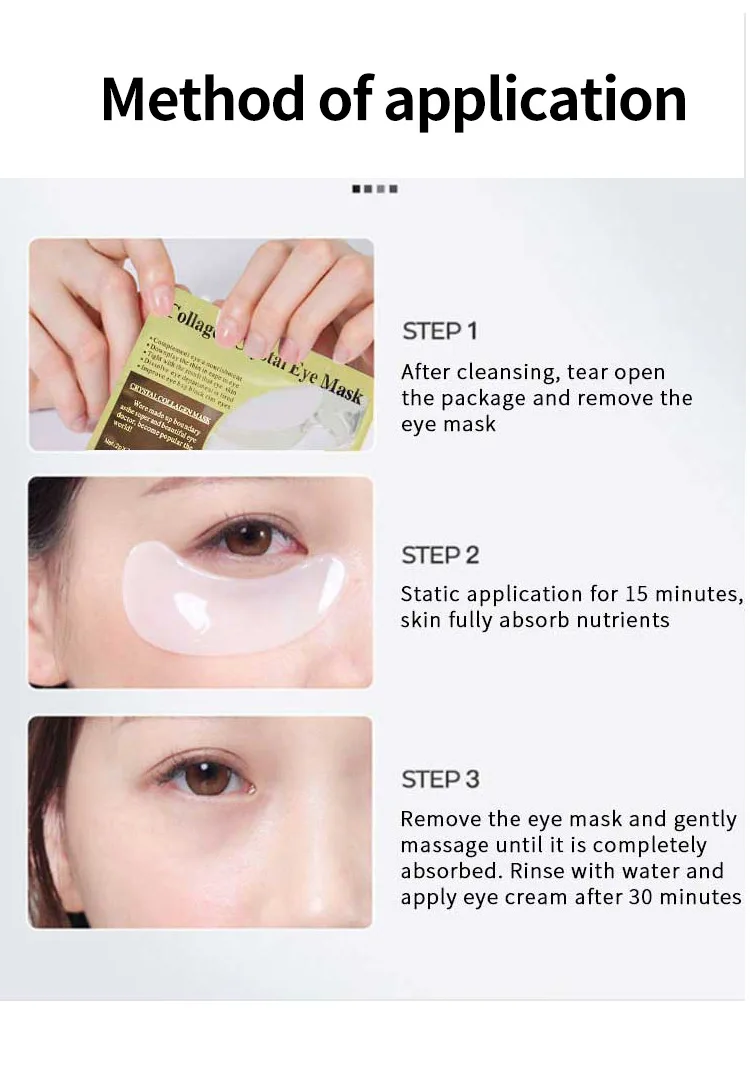 Custom Package Anti-wrinkle Crystal Eye Sleeping Mask 24k Golden ...