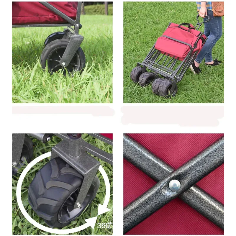 Heavy Duty Inflatable Balloon Wheel Folding Wagon All Terrain Cart ...