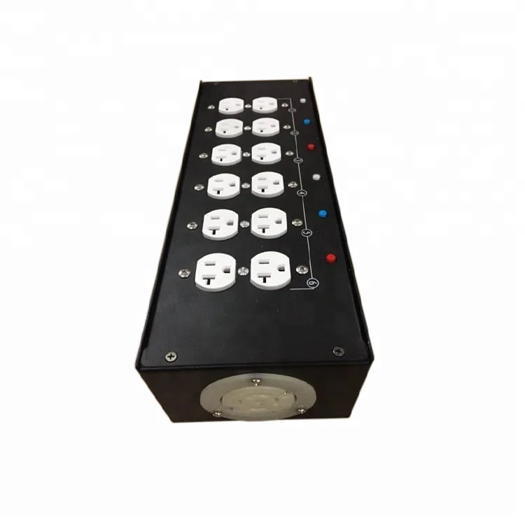 12 Outlets Single Phase 220V/110V 30A Input Power Extension Panel Strip ...