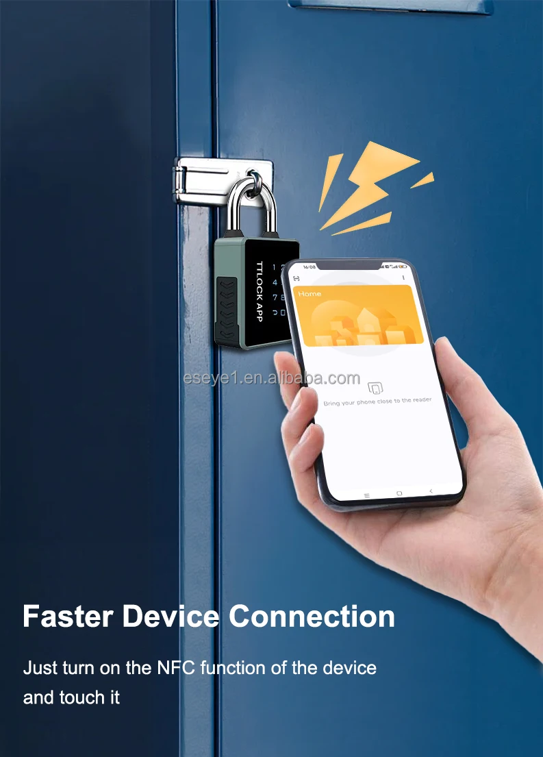 Outdoor IP65 Waterproof Smart Digital Padlock Fingerprint Keyless Entry ...