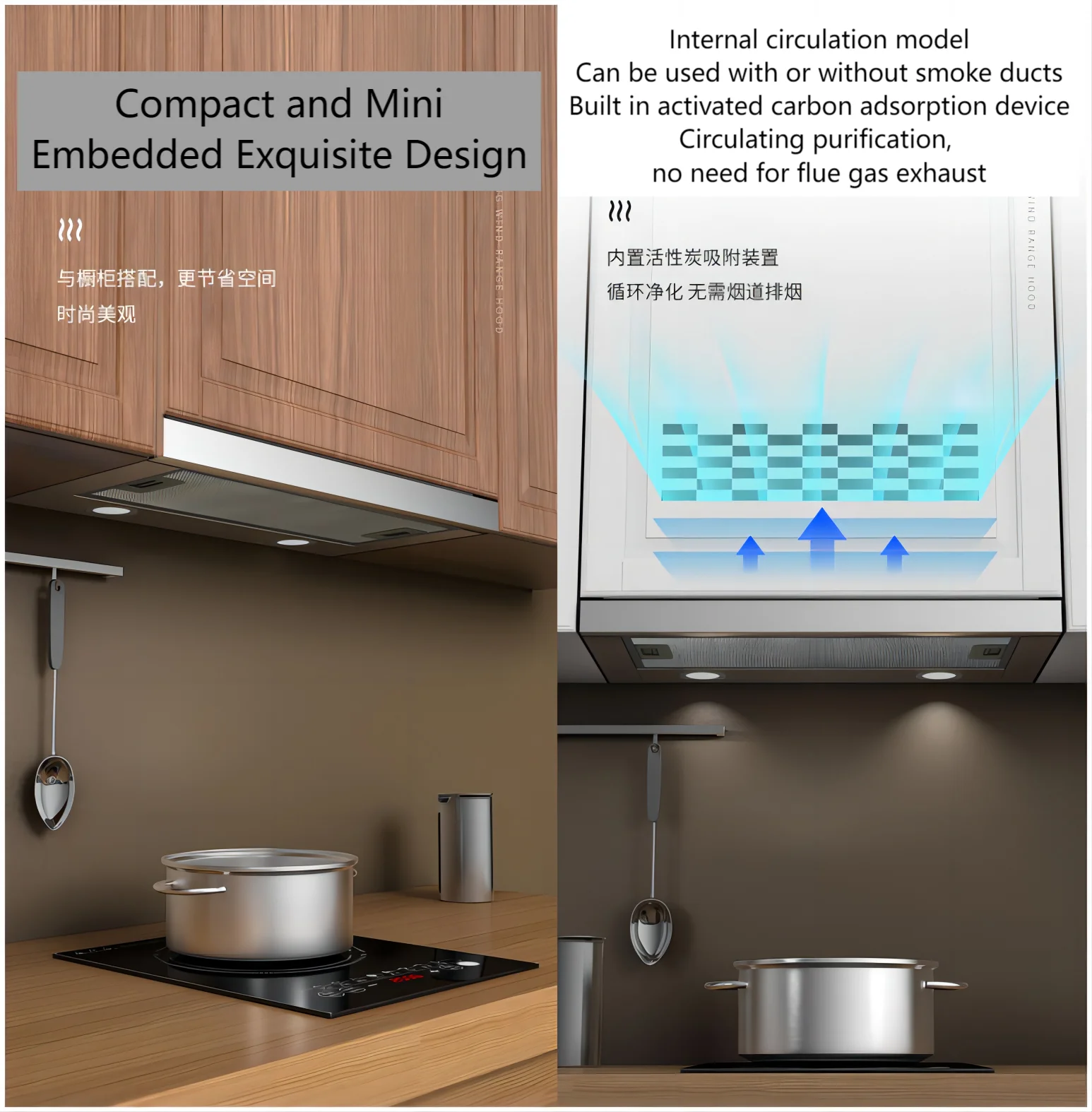 Top Suction Push-Pull Range Hood 600mm - Low Noise & Filtration