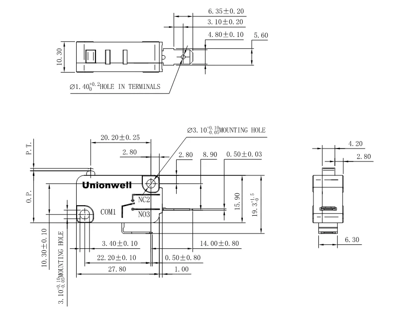 Unionwell Microswitch - Reliable 3pin Snap Action Switch