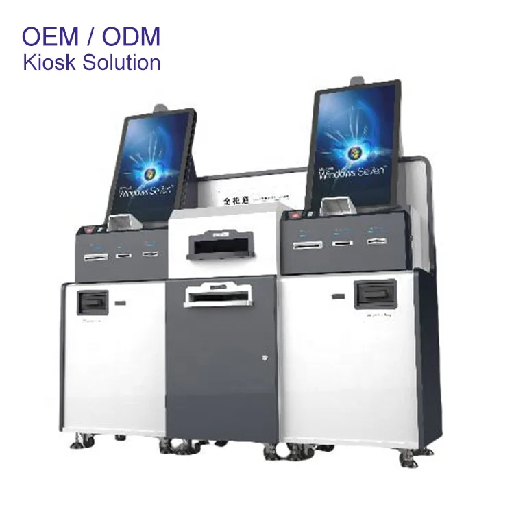 Customized 21.5 Inch Dual Screen Bank Kiosk Payment Kiosk Cash Acceptor ...