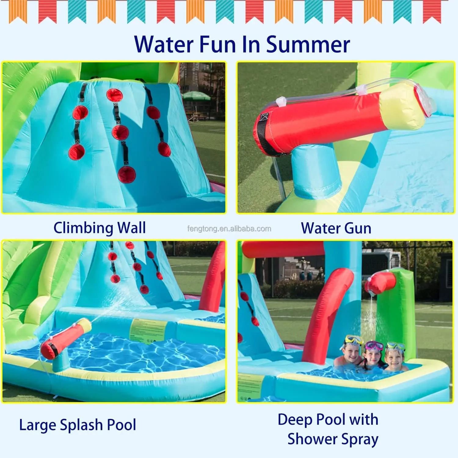 Outdoor Inflatable Water Slide For Kids Of 6-in-1 Inflatable Bounce ...