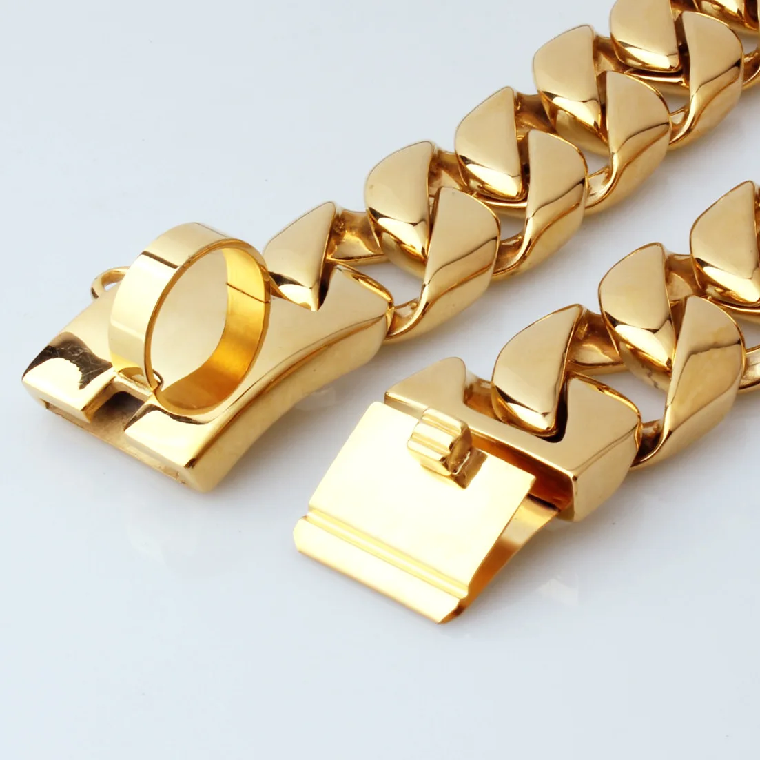 Luxury Gold Collares Big Dog Chains Pet Hip Hop Leads Kit Dog Collars ...