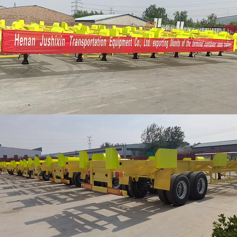 20ft/40ft Terminal Skeleton Semi-trailer 2 Axle Container Skeleton ...