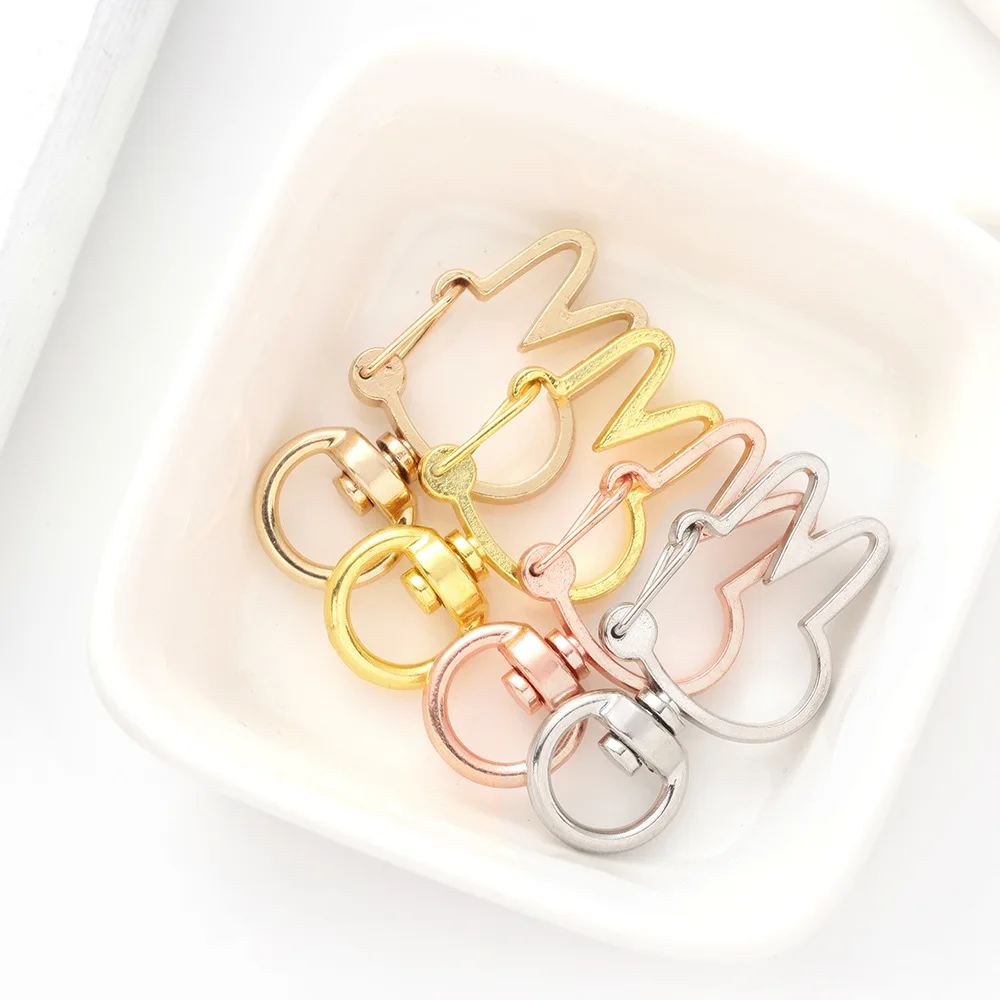 Cute Rabbit Metal Swivel Lobster Clasp Animal Spring Snap Keychain in ...