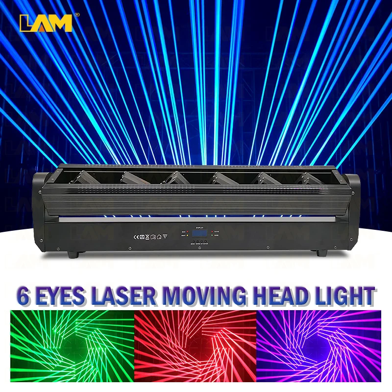 Lam 6 Eye Laser Moving Head Light Beam Bar 6 Heads 500mw Rgb 3in1 Full ...