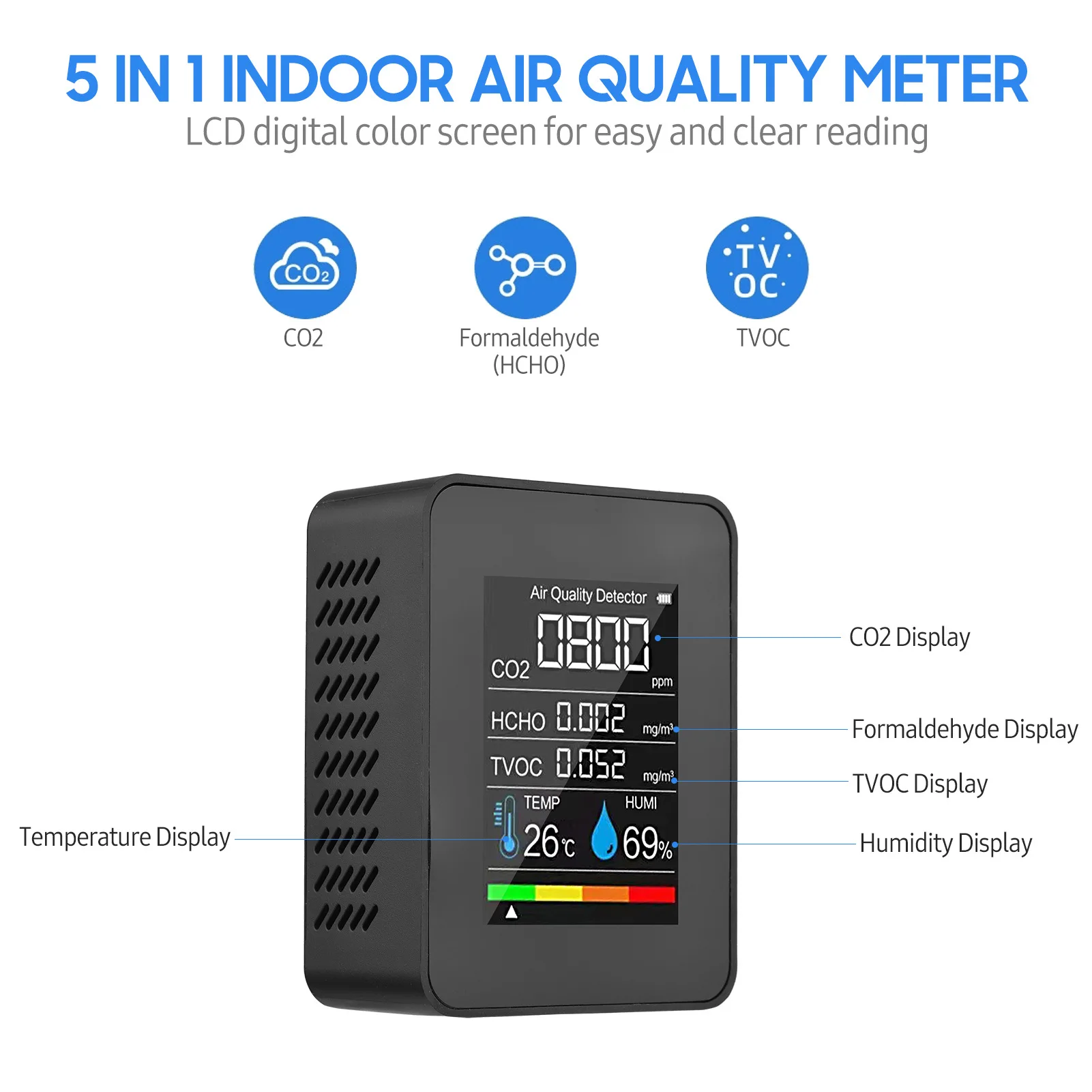 Portable Indoor Air Quality Detector With Multi-parameter Detection For ...