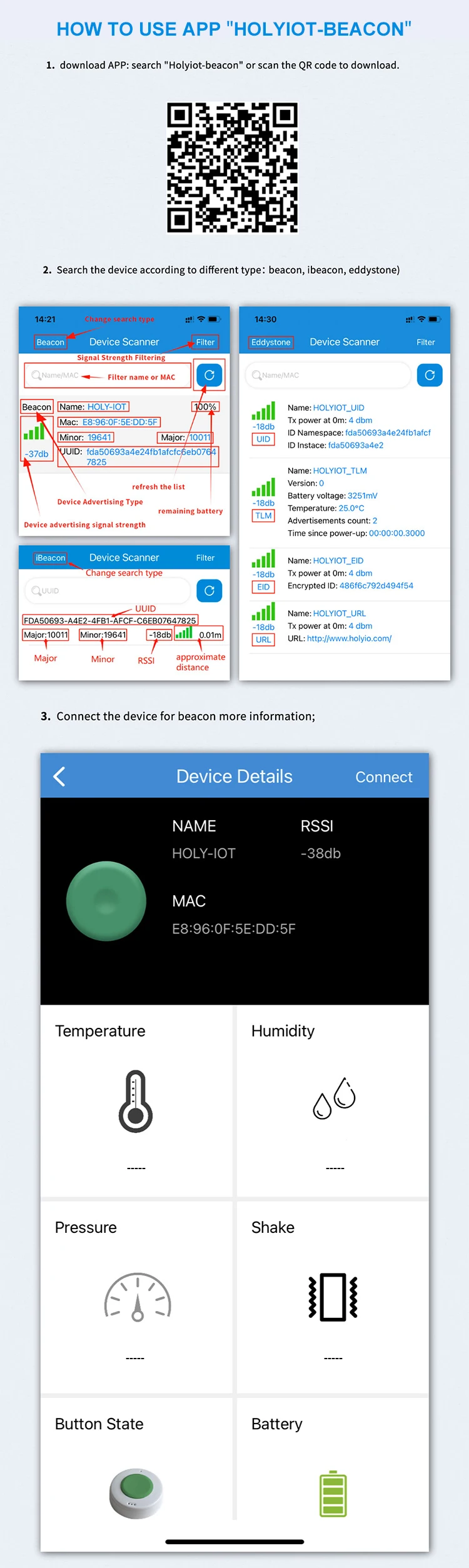 Holyiot Beacon Waterproof Ble Ibeacon Tag With Accelerometer ...