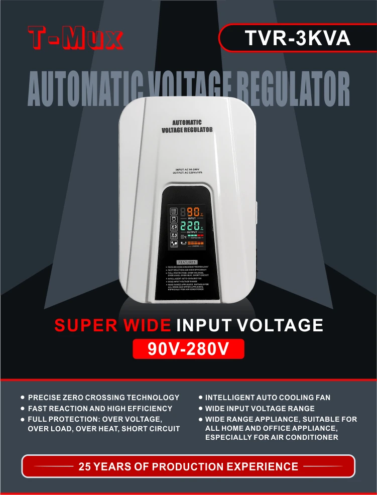 Voltage Stabilizer Avr Wall Mount Full-aluminum 3000va Automatic Relay Control Model Ac Voltage ...