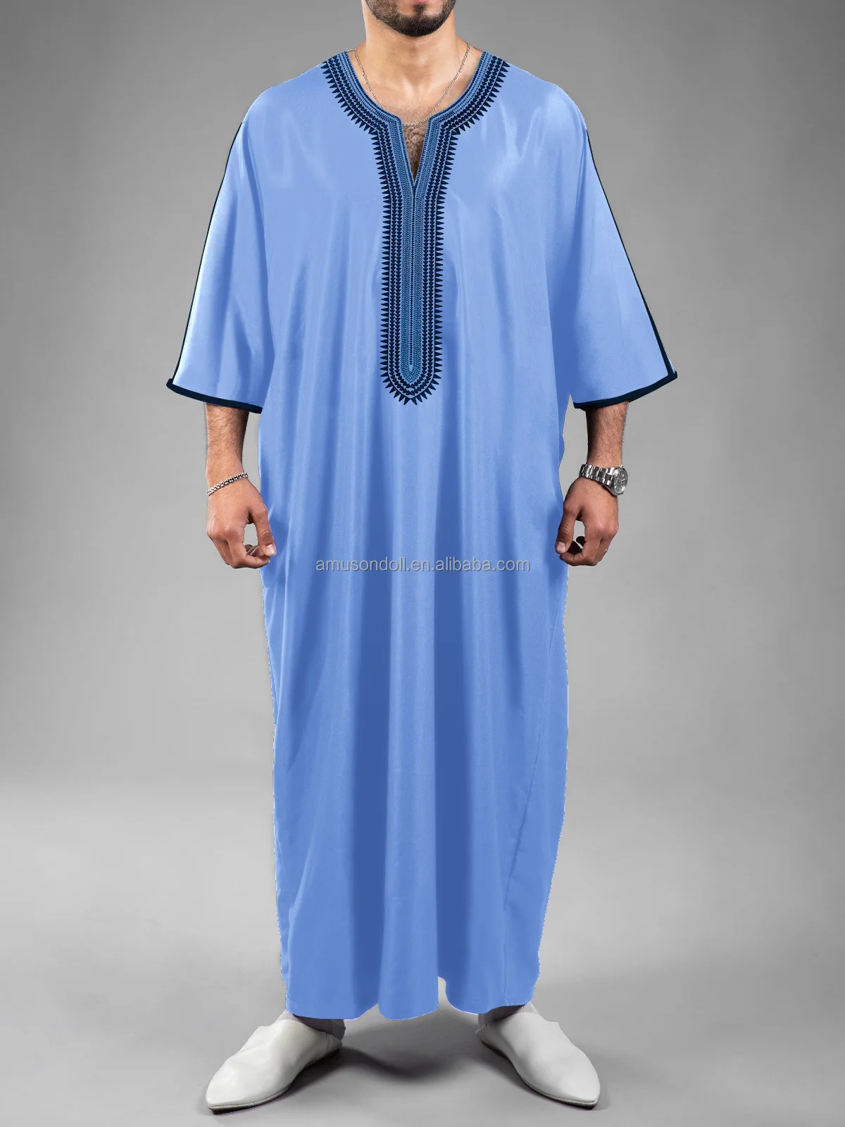 9174 2024 Embroidered Traditional Boubou Jalabiyas Jubbah Muslim Men's ...
