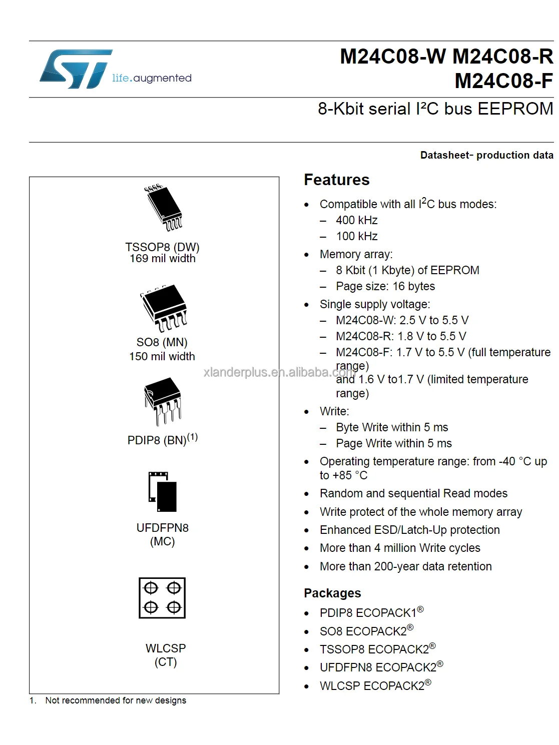 X-lander M24c08-rmc6tg Ic Eeprom 8kbit 400khz 8mlp Integrated Circuit Electronic Components Ic ...