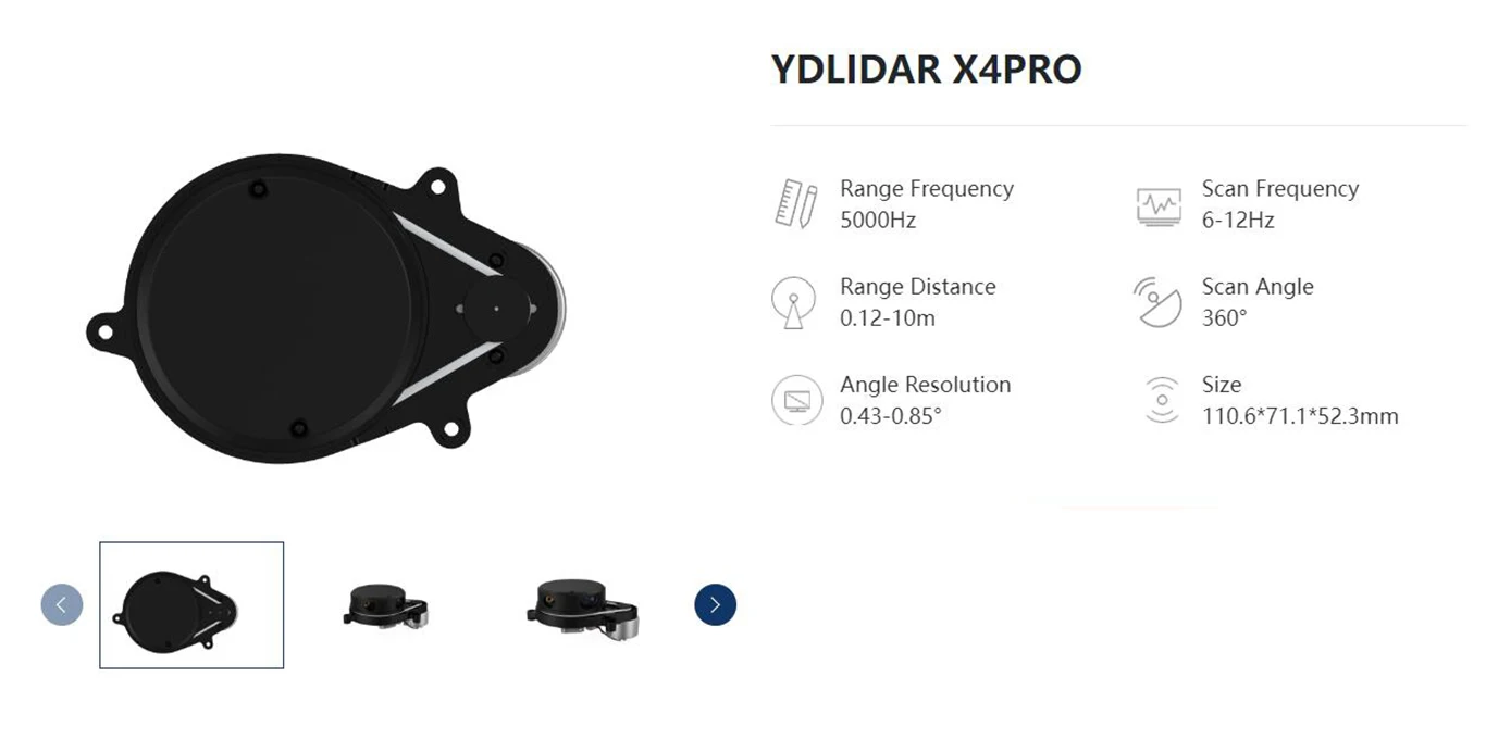 YDLIDAR X4 PRO 360 degree 2D Rangefinder Range Distance 10m Wide ...