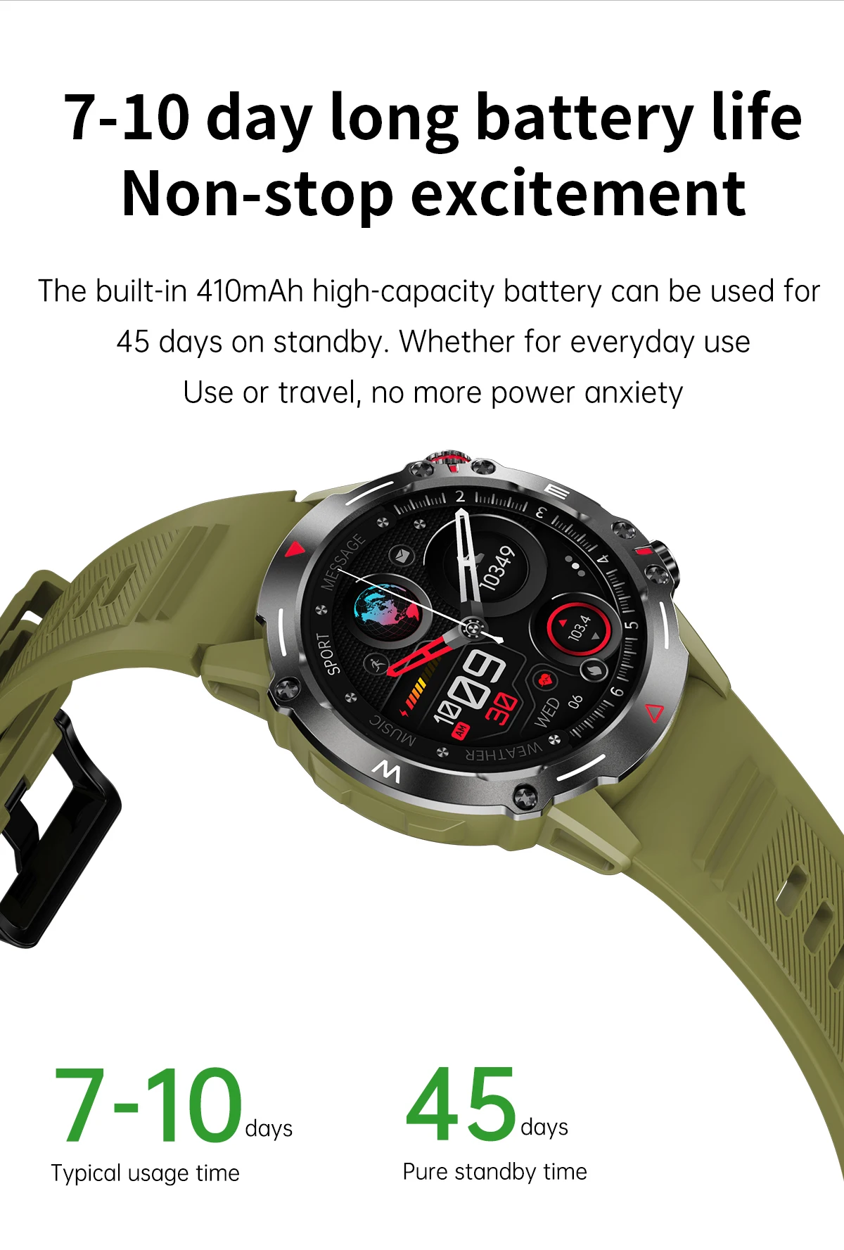 Android Digital Touch Sport Smartwatch - IP68 Waterproof