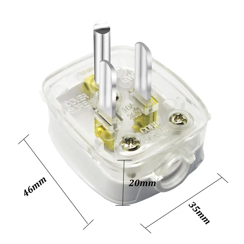 Transparent Type US American 3 Pins AC Electrical Power Rewireable Plug ...