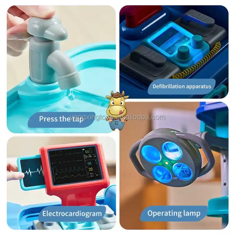 Kids Doctor Toy Set With Trolley Operating Table Pulley Storage Luggage ...