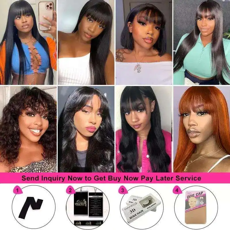 Wholesale Fumi Human Hair Wig With Bangs Full Machine Made Short Bob ...
