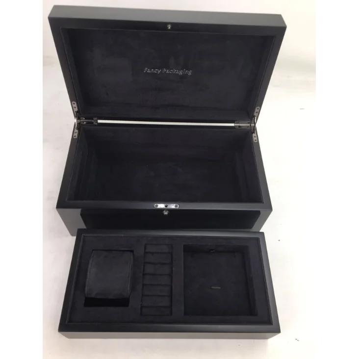 Black Glossy Wooden Luxury Big Watch Box - Customizable