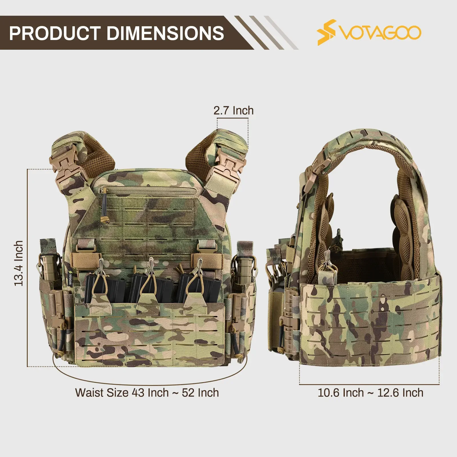 Votagoo 1050d Nylon Durable Multifunction Molle Crossfitness Vest ...