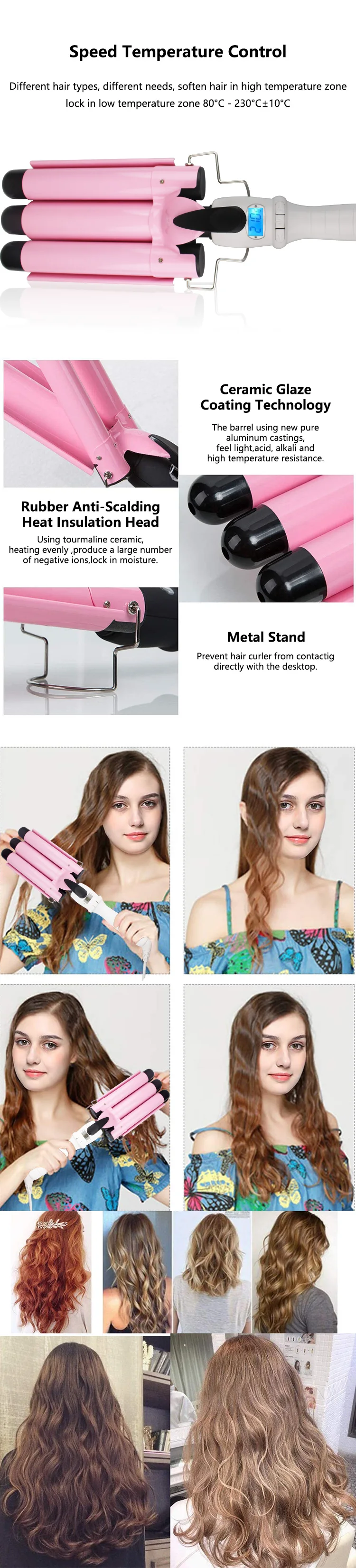 3 Barrel Hair Crimper - Perfect Wave Hair Curling Tool