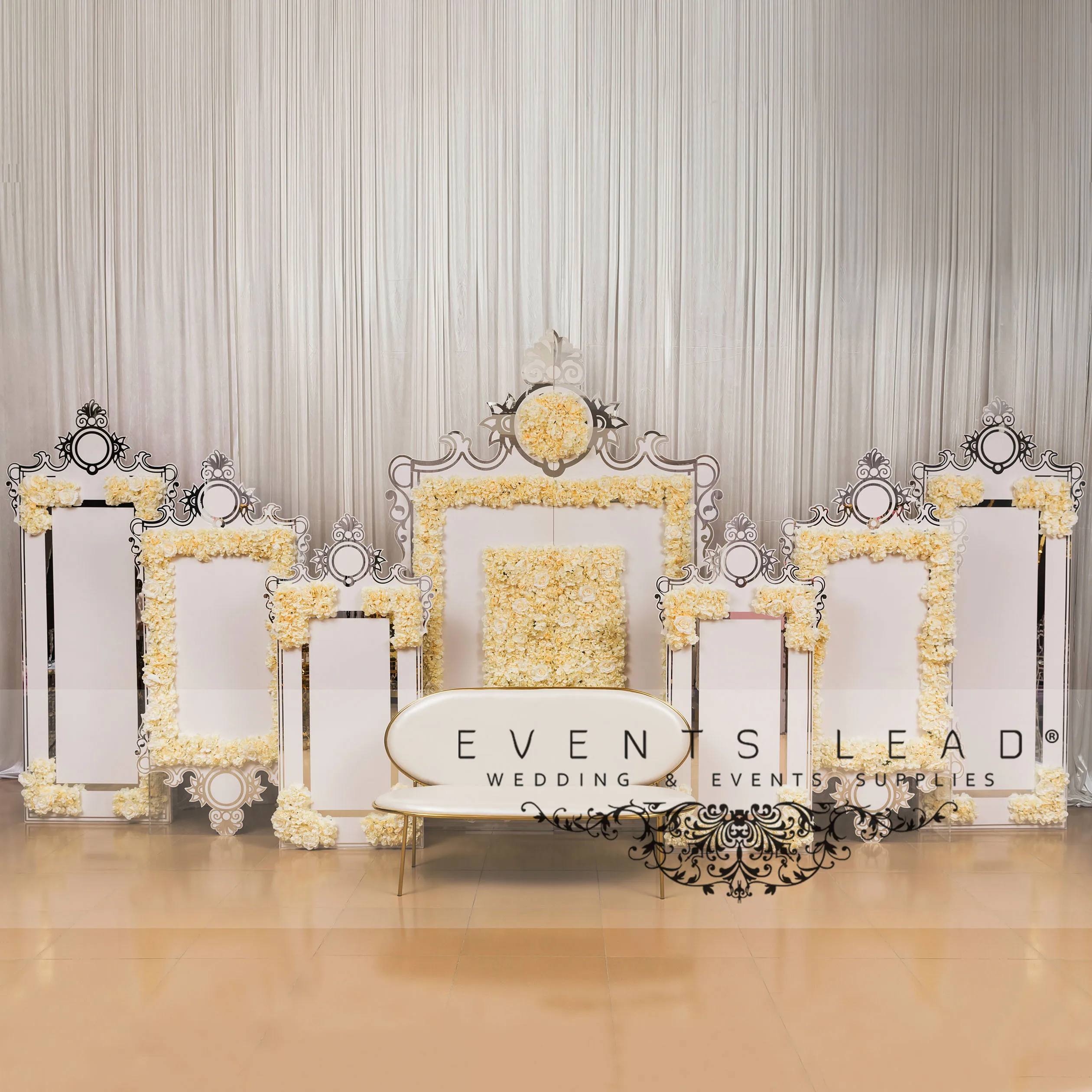 Golden Mirror Exquisite Pattern Wedding Backdrop For Events & Party ...