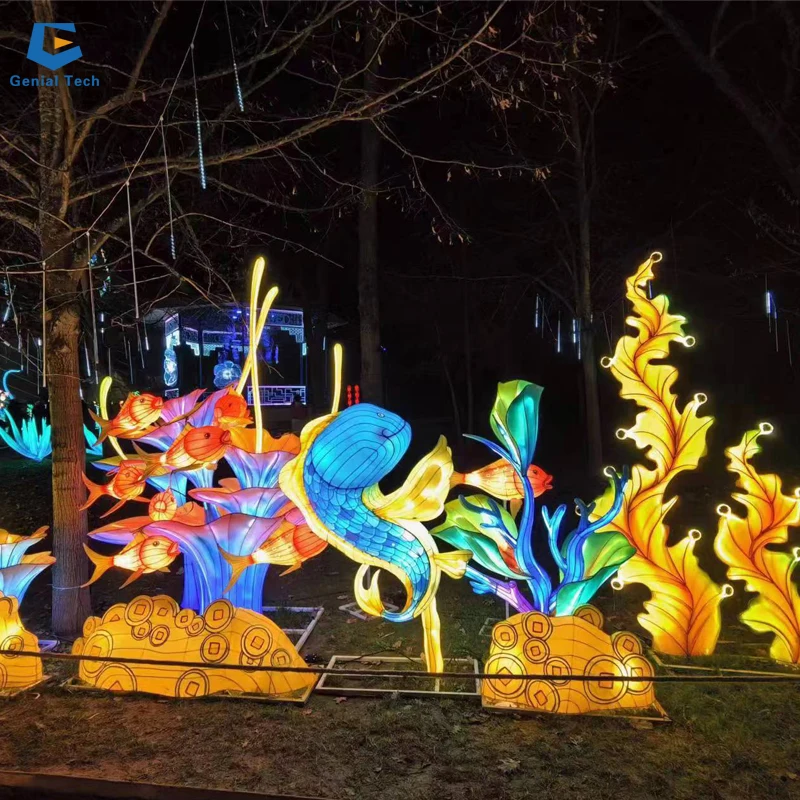 Fl95 New Design Outdoor Lighted Fish Shape Lantern Chinese Silk Led ...