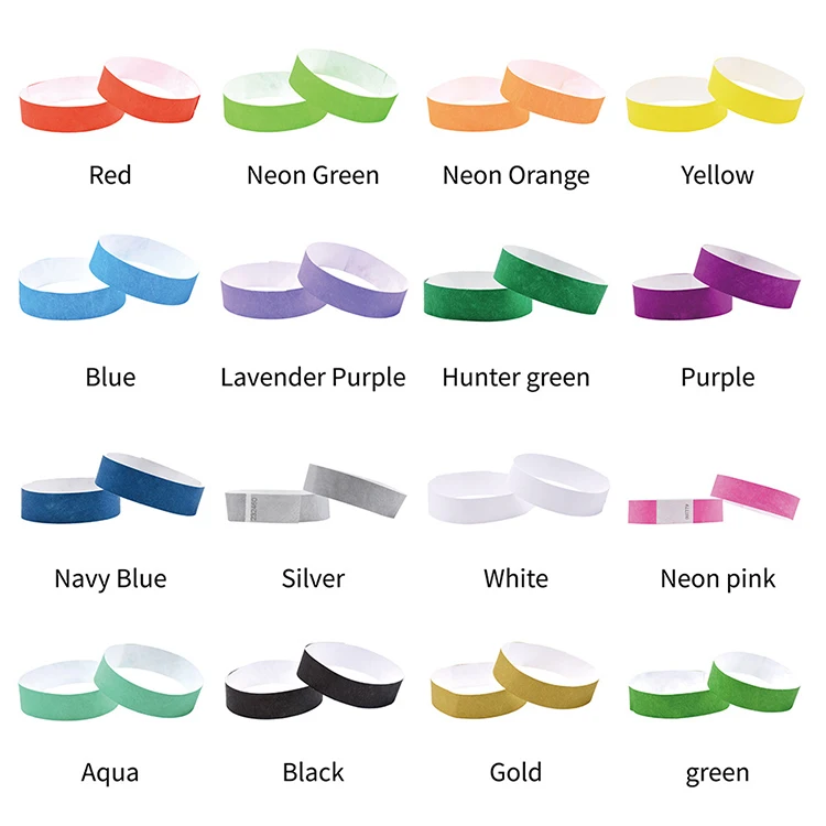 Neon Solid Color Printable Blank Dupont Tyvek Wristbands