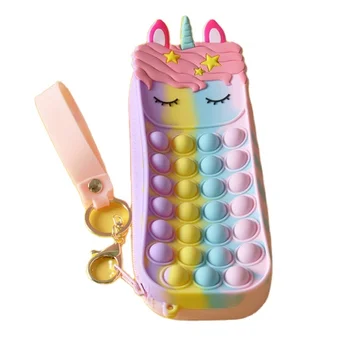 Custom Animal Cute Silicone Unicorn Pop Fidget Pencil Case Kids ...
