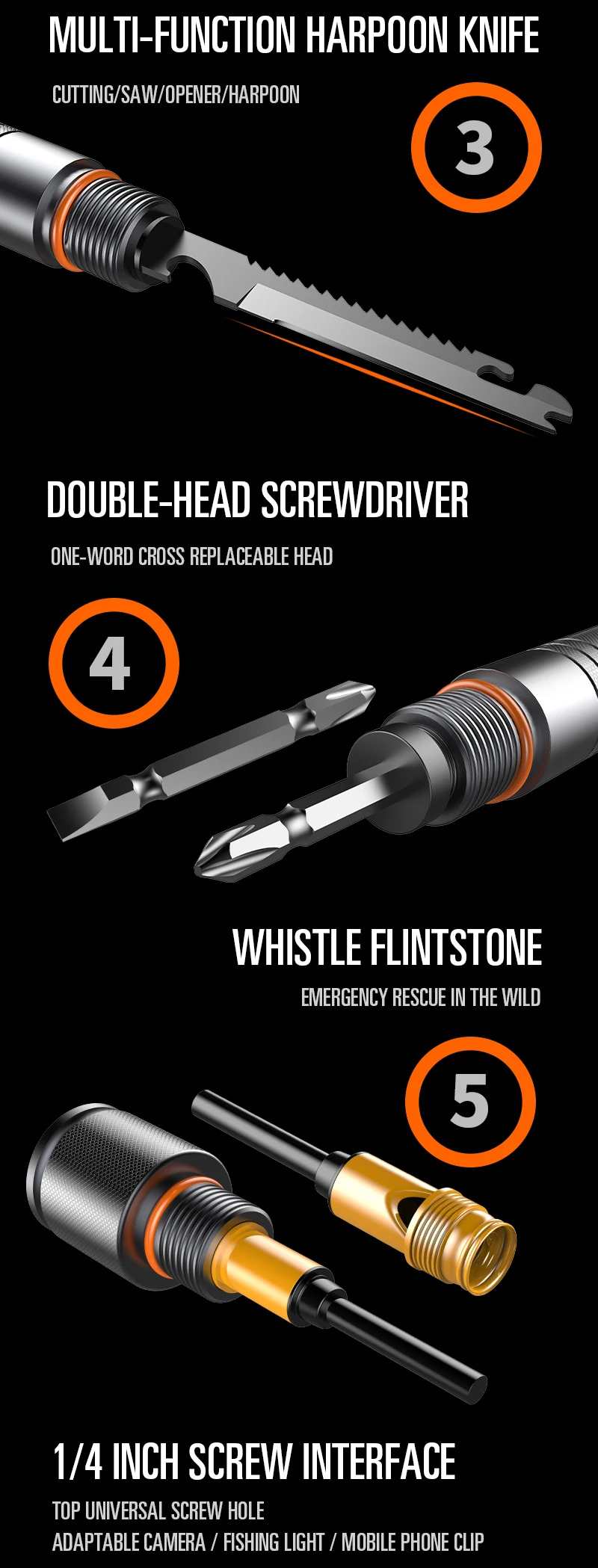 Aluminum Multi-Function Self-Defense Stick - Tactical Tools