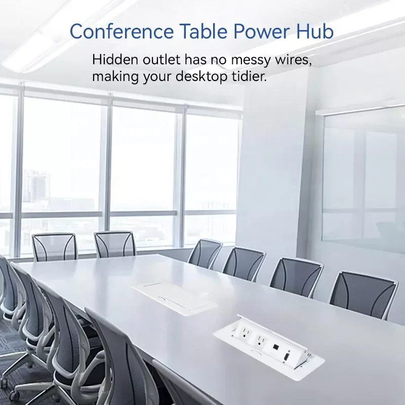 White US Plug Conference Table - Damped Pop up Data USB Port