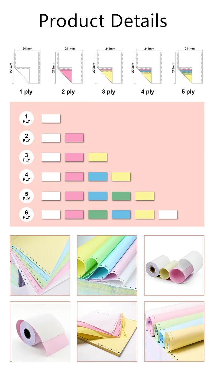 100% Wood Pulp 50gsm A4 Invoice Book Ncr 3 Plys Continuous Carbonless ...