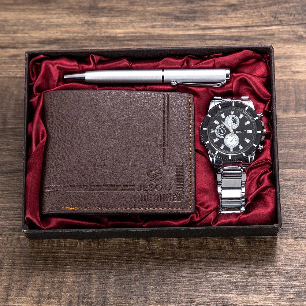 Fashion Mens Gift Set 3 Piece Watch Wallet Pen Gift Set Luxury ...