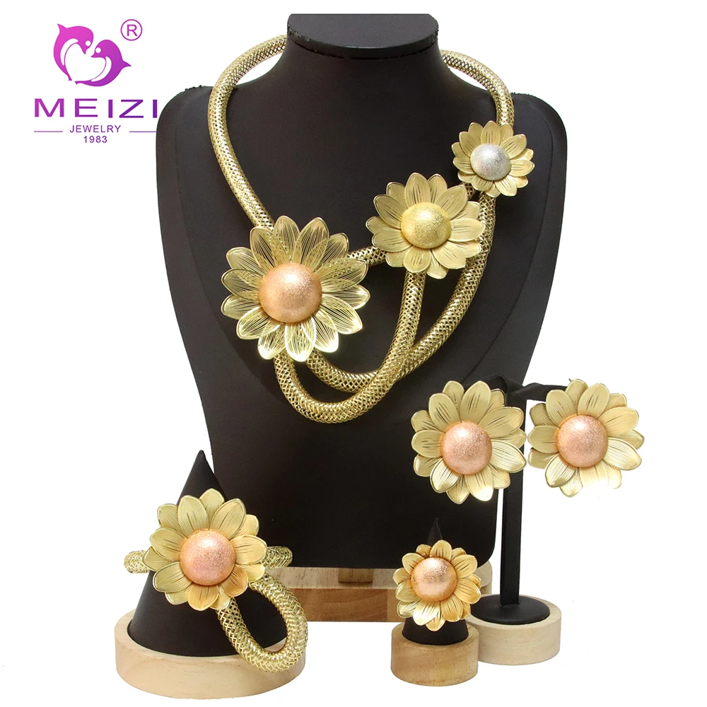 MEIZI Gold-Plated Jewelry Set Dubai Fashion Necklace With Suitable ...