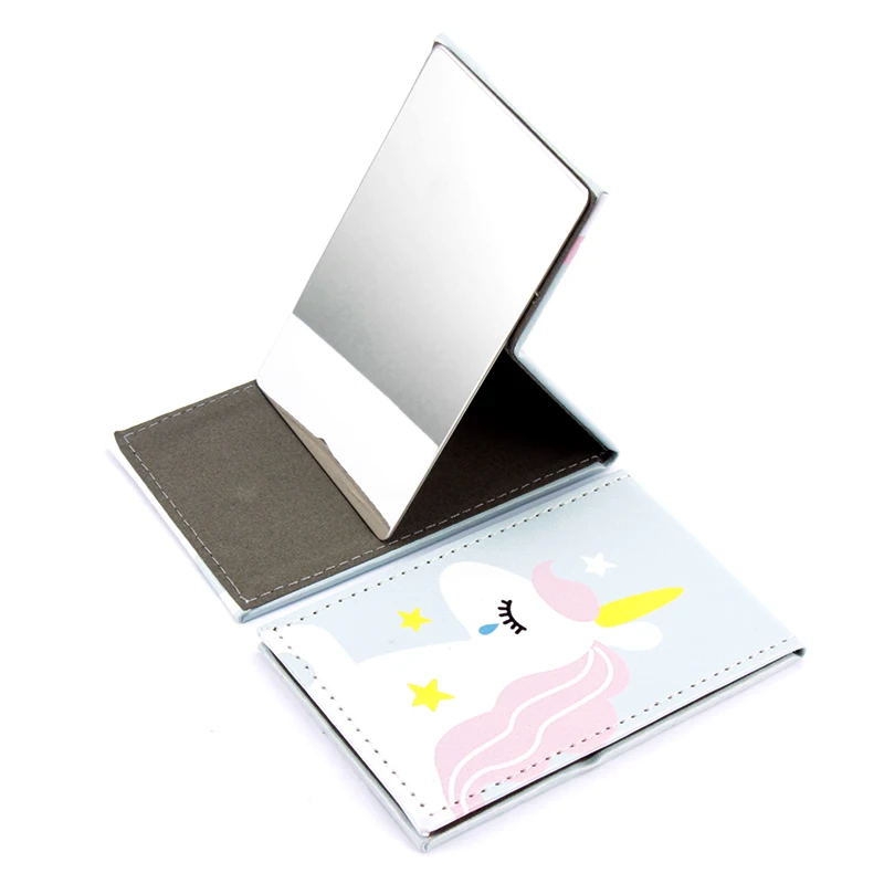 Custom Logo Design Stainless Steel Mirror 110*70mm Foldable Pu Leather ...