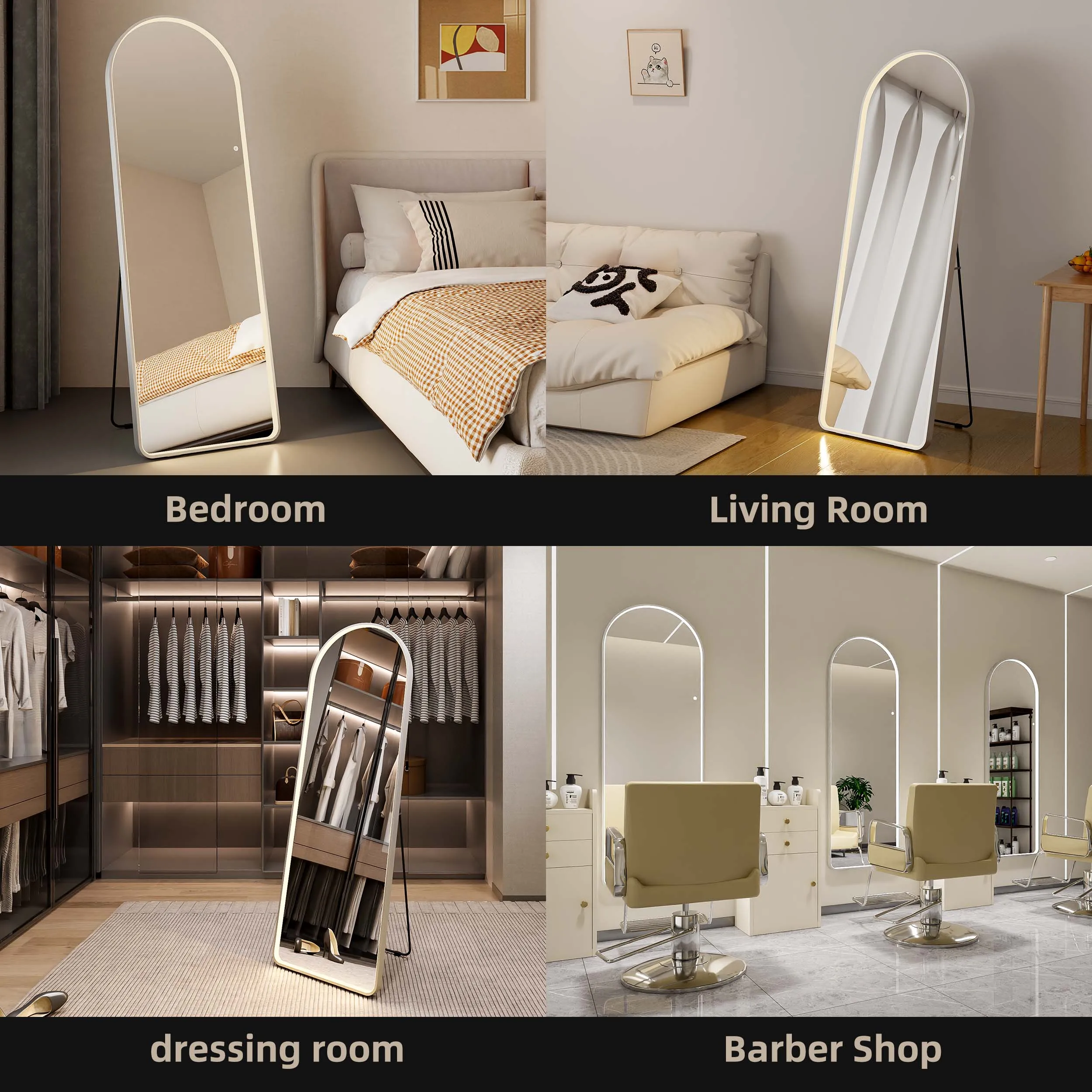 Free Standing Lighted Wall Mounted Living Room Arched Full Body Length ...