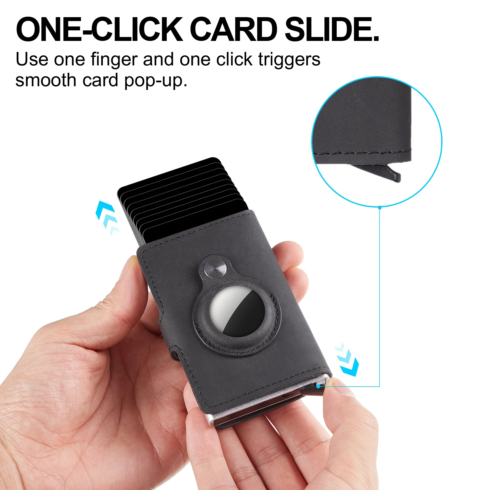 Custom Pu Leather Slim Rfid Blocking Smart Pop Up Credit Card Holder ...