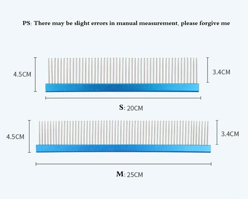 Professional 20-25cm Colorful Comb for Cats and Dogs Stainless Steel ...