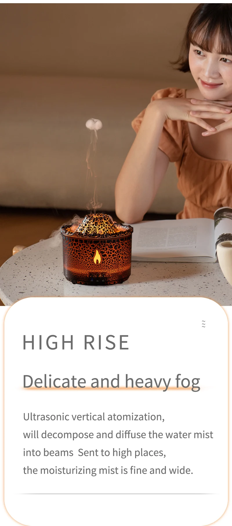 SHOUMING Flame Diffuser Humidifier Volcano Ultrasonic USB Flame ...