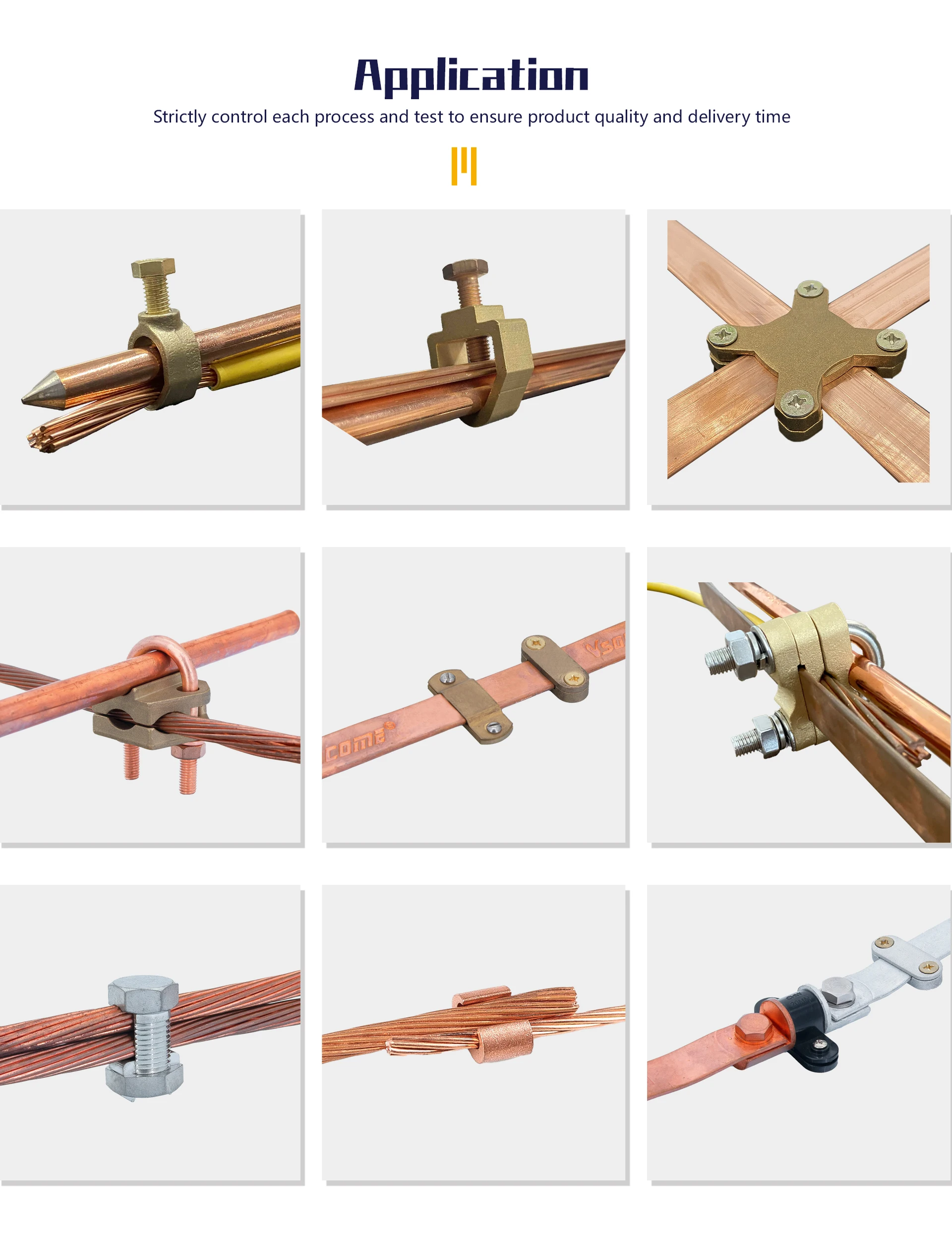 Brass Rod Clamp Copper U-Bolt Grounding Clamp Rod to Tape