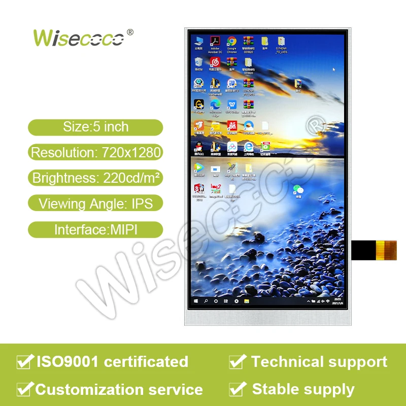 Wisecoco Mipi Mcu Rgb Spi Lvds Hd-mi Interface 2.4 2.8 3 3.5 5 5.5 7 10.1 12.9 Inch Tft Lcd 5 ...