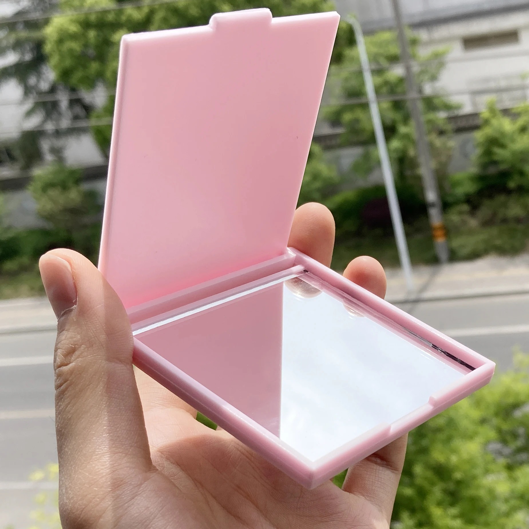 Custom Logo Square Compact Mirror,Private Logo Plastic Single Side ...