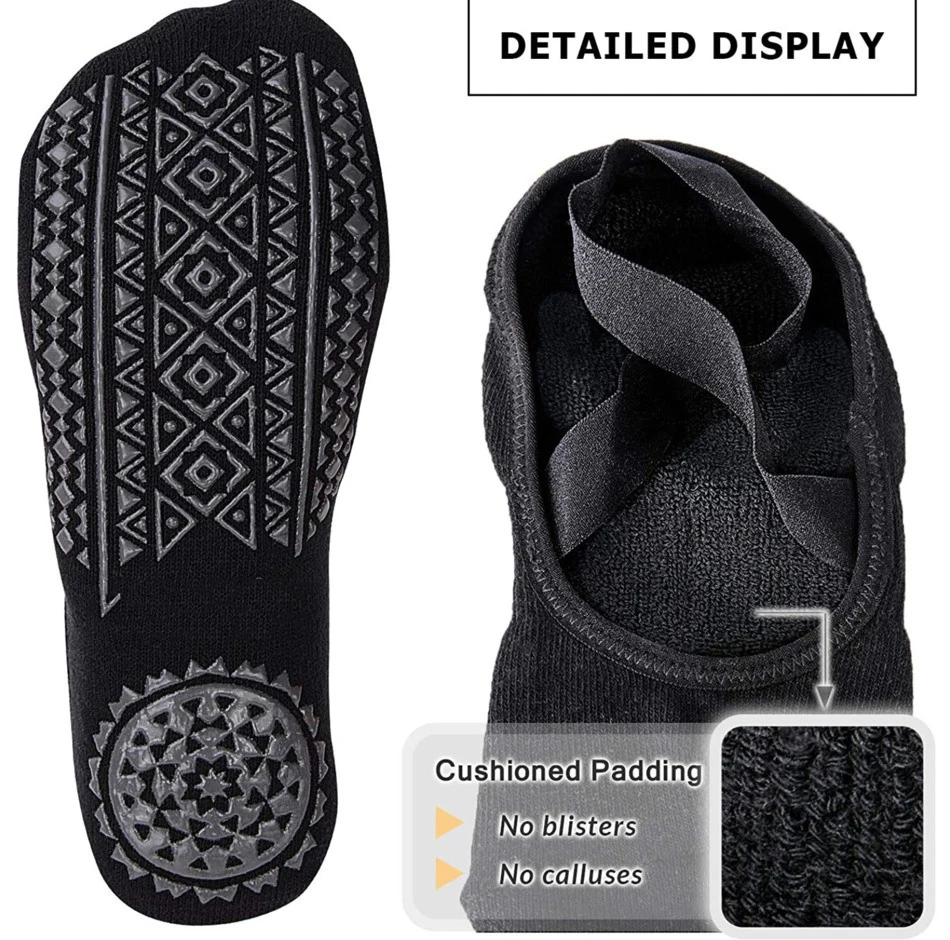 3 Pair Yoga Women Bandage Socks Non-slip Quick-dry Damping Pilates ...