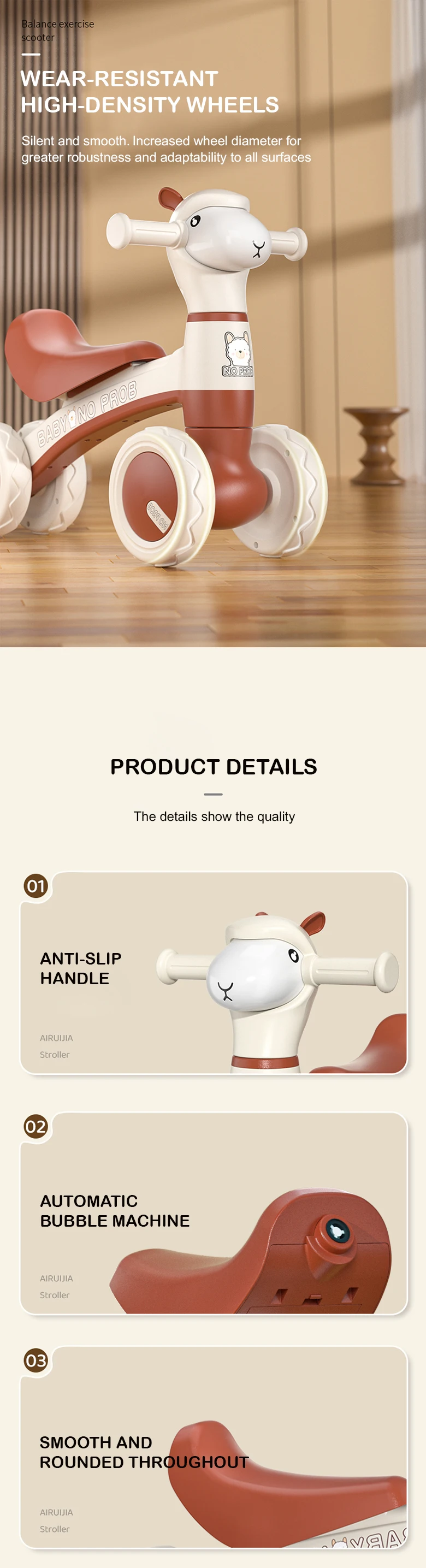 4 Wheels Foot Children's Sliding Baby Balance Bike Walker Ride On Car ...