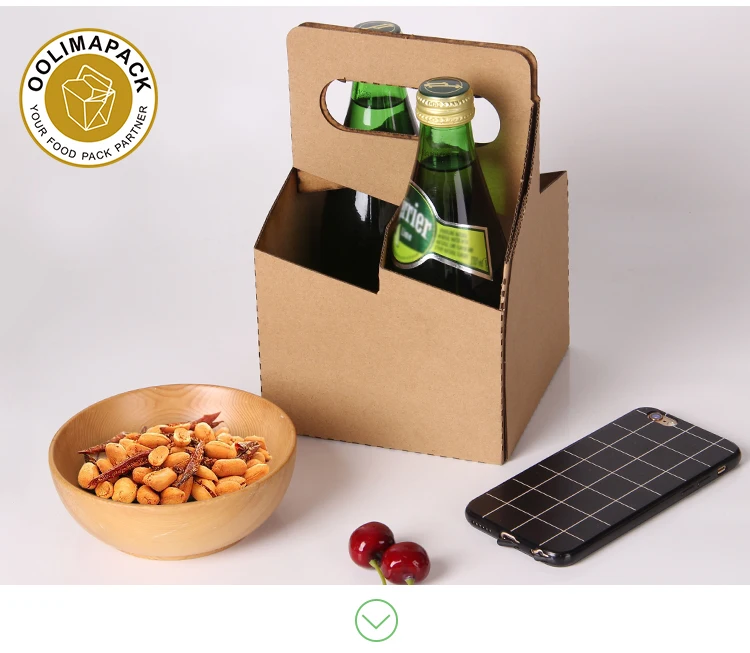 Folding 4/6 Pack Kraft Corrugated Paper Beer Packaging Box