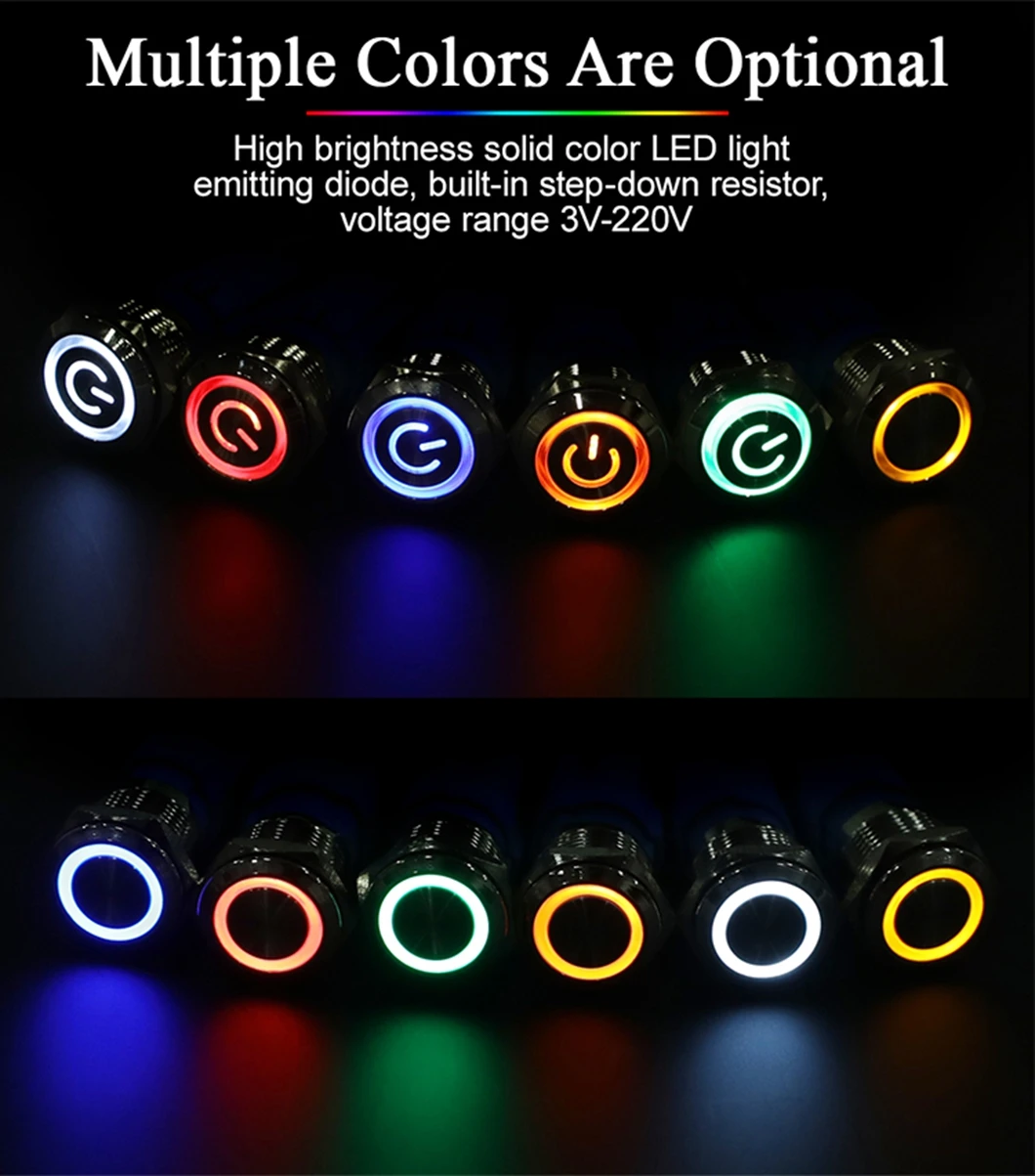 22mm Latch Ce Self Lock 12v 3a Push Button Switch 1no1nc Waterproof ...