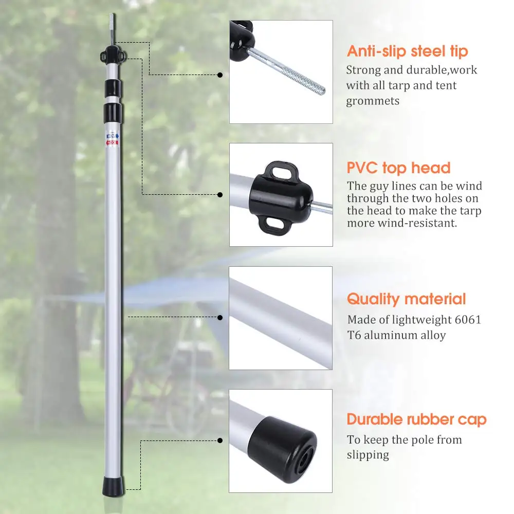 Customized Adjustable Folding Tent Pole 7001 Aluminium Alloy Tent Poles ...